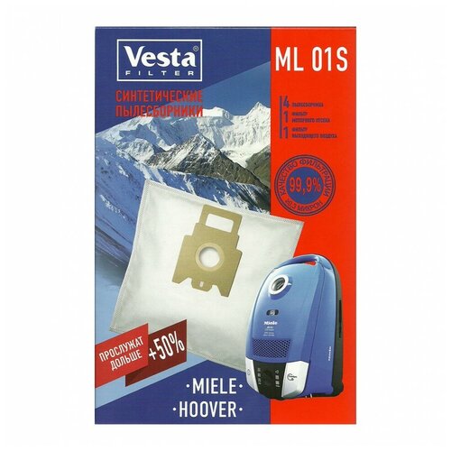 Vesta filter Синтетические пылесборники ML 01S, белый, 4 шт.