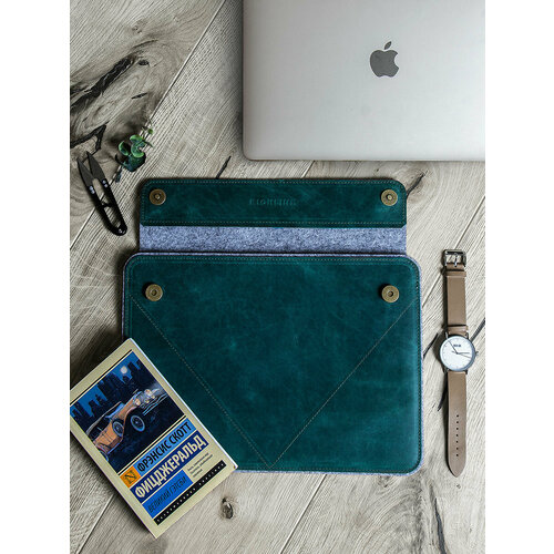 Чехол для ноутбука Macbook Pro 13, ЧФК13/Светло-серый, изумрудный