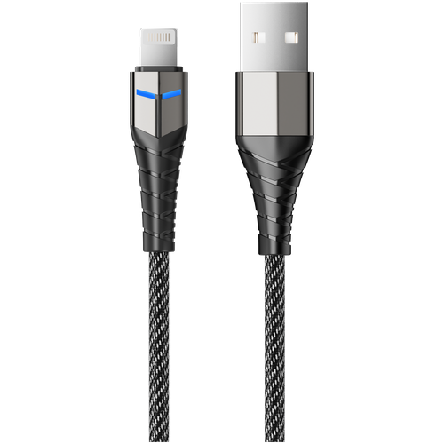 Кабель для быстрой зарядки Accesstyle USB A - Lightning 24-F100LED смартфонов iPhone, планшетов, ноутбуков, черный серый
