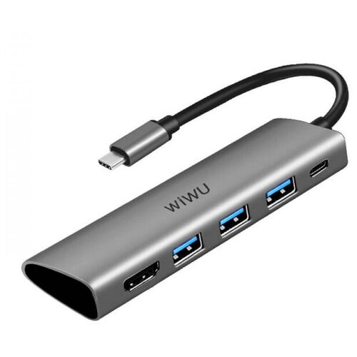 Адаптер-переходник WiWU Alpha 531H x3 USB 3.0 + Type C + HDMI Grey