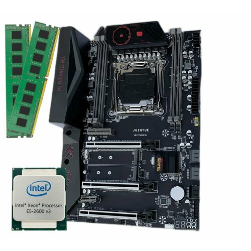 Материнская плата в комплекте с JGINYUE X99 TITANIUM D4 + Intel Xeon E5 2683 V3 + 8 Гб DDR4 2400 МГц