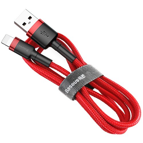 Кабель Baseus Cafule USB - Lightning 2.4А (CALKLF), 1 м, красный