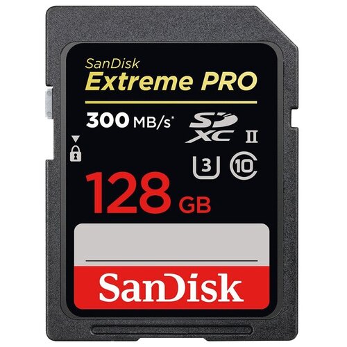 Карта памяти SanDisk SDXC 128 ГБ Class 10, V30, A1, UHS-II U3, R/W 300/260 МБ/с, 1 шт., черный