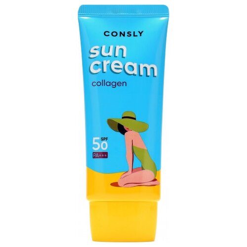 Солнцезащитный крем Consly с морским коллагеном SPF 50+/PA+++ для нормальной и сухой кожи, 50 мл