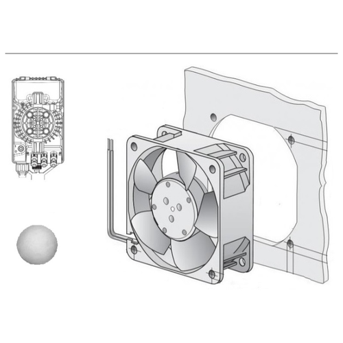 Вентиляторный модуль потолочный для напольного шкафа с термостатом, 3 вентилятора 220В, Alvm-fan-to-3-s