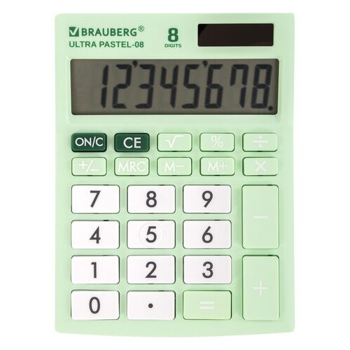 Калькулятор настольный BRAUBERG ULTRA PASTEL-08, мятный, 3 шт.