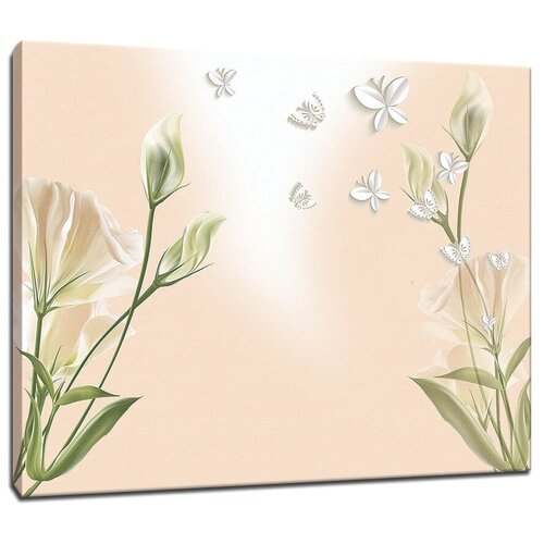 Картина Уютная стена "3D лилии с бабочками" 80х60 см