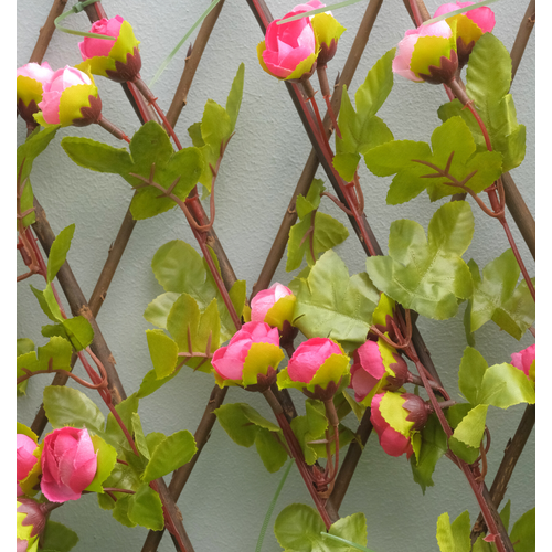 Искусственные растения: живая изгородь, ярко-розовые бутоны, размер 40 см (до 200х20 см в растяжке)