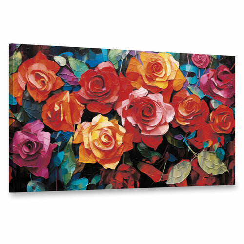 Интерьерная картина 100х60 "Розы в вихре страсти"