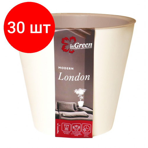 Комплект 30 штук, Горшок для цветов London D 12.5 см/1л сливочный ING1552СЛ