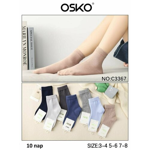 Носки OSKO 5 пар, размер 3-4, серый, голубой
