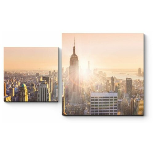 Модульная картина Небоскребы Манхэттена в последних лучах солнца, Нью-Йорк 50x30