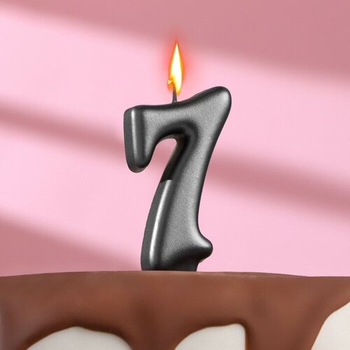Свеча в торт "Овал" , цифра 7 , мокрый асфальт, 6,3 см