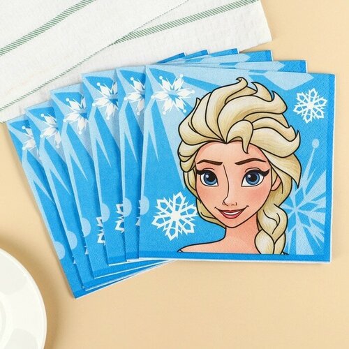 Disney Салфетки бумажные "Эльза", 33х33 см, 20 штук, 3-х слойные, Холодное сердце