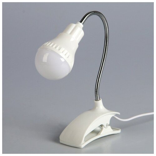 Лампа настольная Risalux на прищепке, "Свет", белая, 13*LED, 1,5 W, провод USB, 4*9*31,5 см