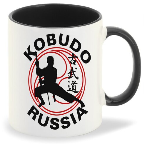 Кружка черная CoolPodarok Kobudo Russia (кобудо)