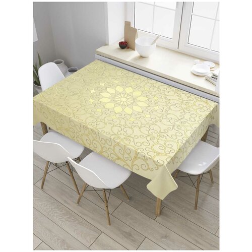 Скатерть прямоугольная JoyArty на кухонный стол "Монотонный узор цветка" из оксфорда, 120x145 см