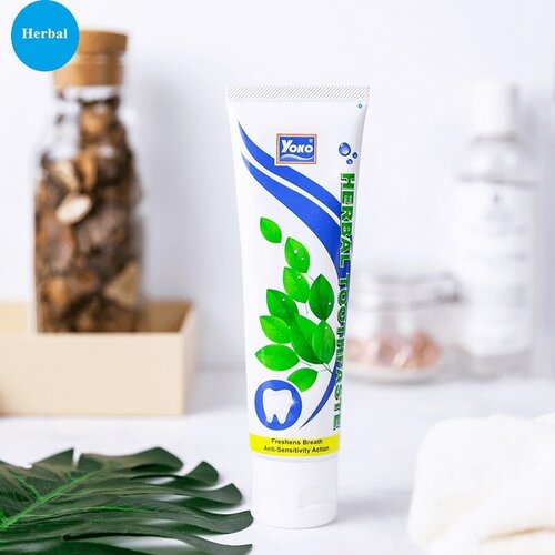 HERBAL TOOTHPASTE Freshens Breath Anti-Sensitivity Action, Yoko (травяная зубная паста, Освежающая дыхание, Йоко), 40 г.