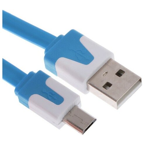 Oxion Кабель OXION DCC328, microUSB - USB, зарядка + передача данных, 1 м, плоский, синий