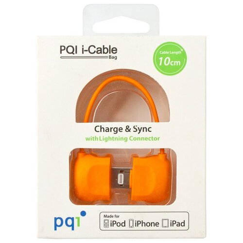 Кабель на Lightning 10см PQI BAG в форме сумочки (made for iPhone, iPad, iPod) оранжевый