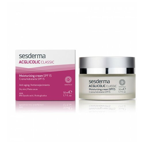 Sesderma Acglicolic Classic Moisturizing Cream SPF 15 / Крем увлажняющий с гликолевой кислотой SPF 15, 50 мл