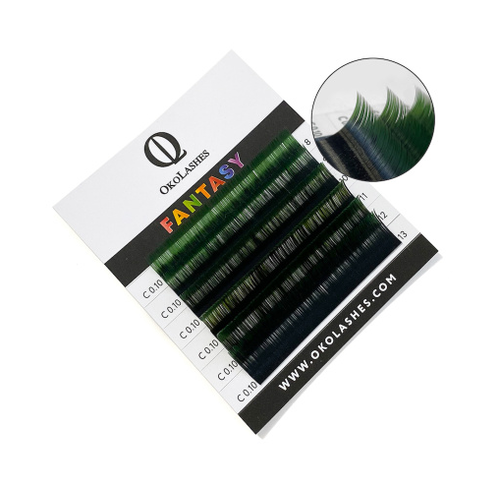 Ресницы Oko Lashes Professional Fantasy mini омбре черно-зеленый M 0.10 7-12 mix