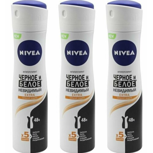 Nivea Део-Спрей мужской Extra Невидимый для черного и белого 150мл, 3 уп