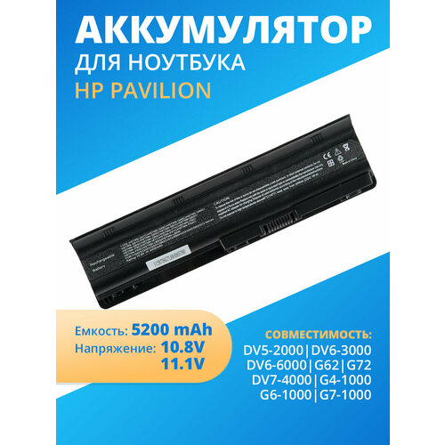 Аккумулятор АКБ для ноутбука HP Pavilion, 5200mAh, 10.8V, MU06