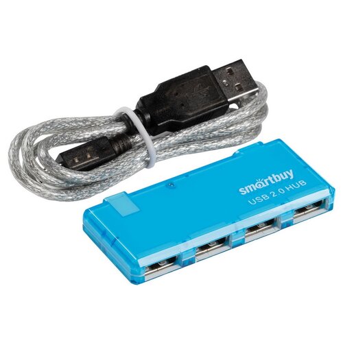 USB 2.0 Хаб Smartbuy 6110, 4 порта, голубой (SBHA-6110-B)