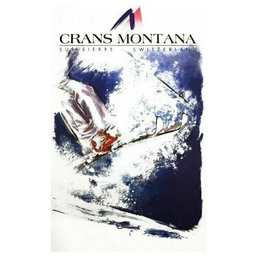 Плакат, постер на бумаге Skiing-Crans-Montana-Горные лыжи-Кран-Монтана. Размер 30 х 42 см