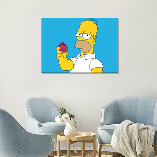 Интерьерная картина на холсте - Симпсоны Simpsons Гомер и пончик 30х40