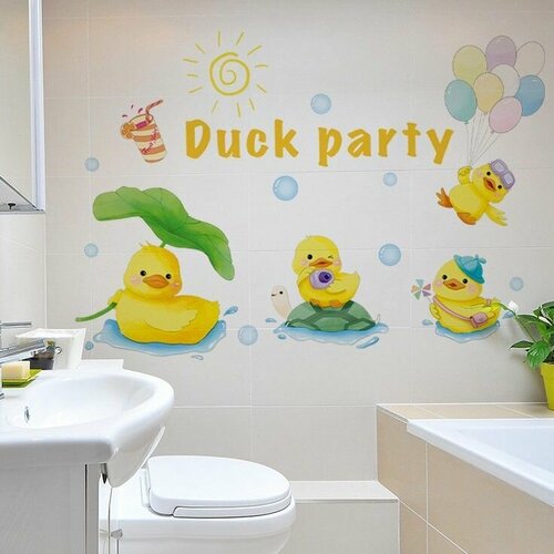 Наклейка для ванной комнаты на стену для интерьера для детей Уточки 2
