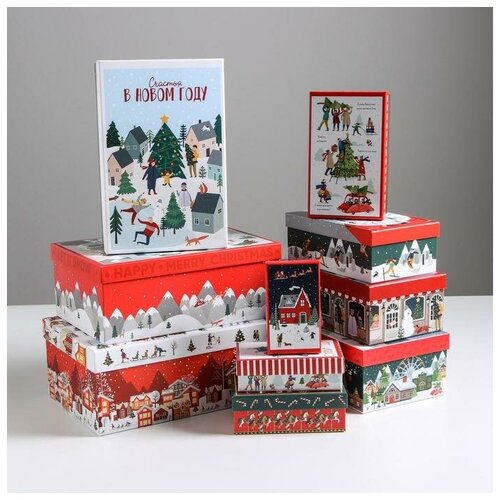 Набор подарочных коробок 10 в 1 «Новогодние истории», 12 × 7 × 4 - 32.5 × 20 × 12.5 см