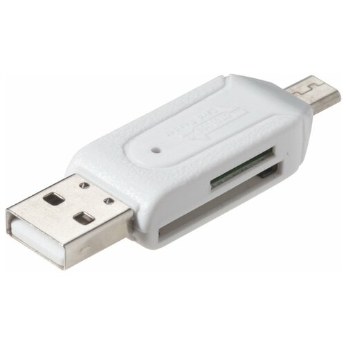 Адаптер USB 2.0 + microUSB, кардридер SD, microSD белый