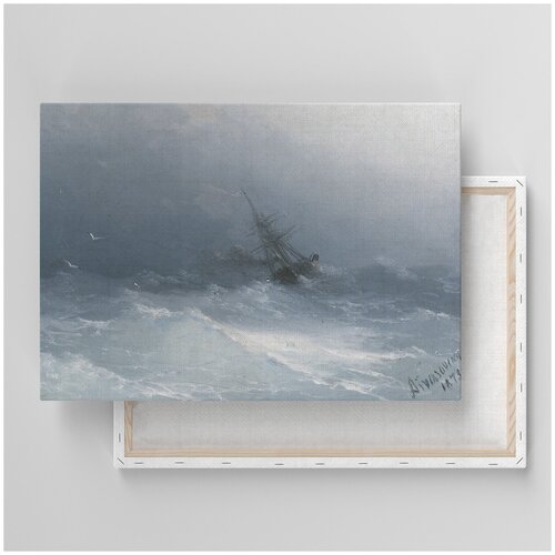Картина на холсте с подрамником / Aivazovsky Ivan / Айвазовский Иван - Американский пароход в шторм