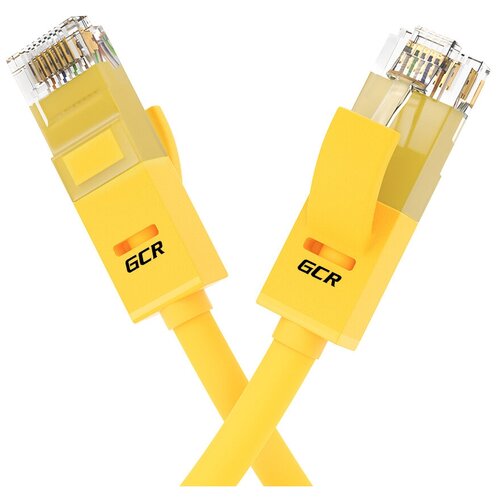 LAN кабель GCR для подключения интернета cat5e RJ45 1Гбит/c 5 метров патч корд желтый