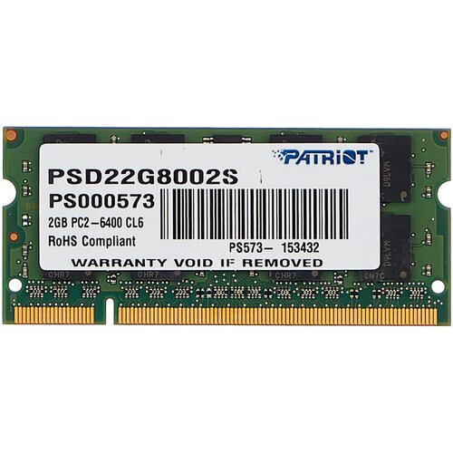 Оперативная память Patriot Memory SL 2 ГБ DDR2 800 МГц SODIMM CL6 PSD22G8002S