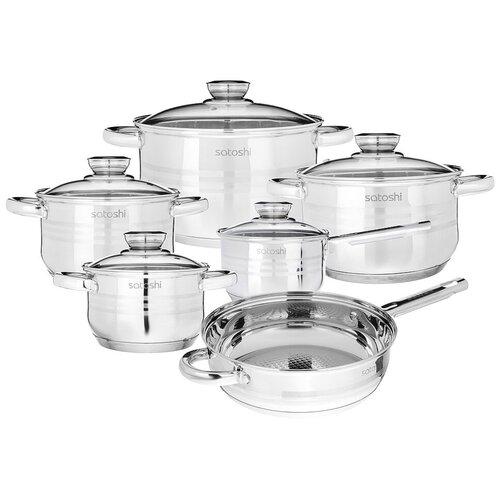 Набор посуды Satoshi Kitchenware Рокруа 822132  12 пр. серебристый 12