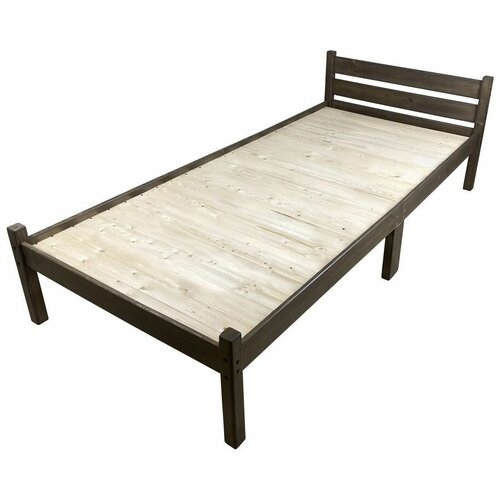 Кровать односпальная Классика Компакт сосновая со сплошным основанием, цвет венге, 70х200 см