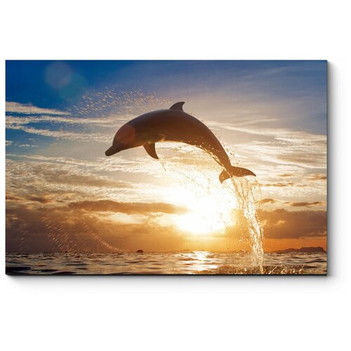 Модульная картина Завораживающий прыжок дельфина на закате 50x33