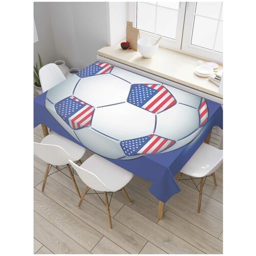 Скатерть прямоугольная JoyArty на кухонный стол "Мяч футбольный Америка" из оксфорда, 180x145 см