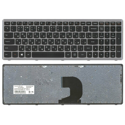 Клавиатура для ноутбука Lenovo 25206416 черная с серой рамкой