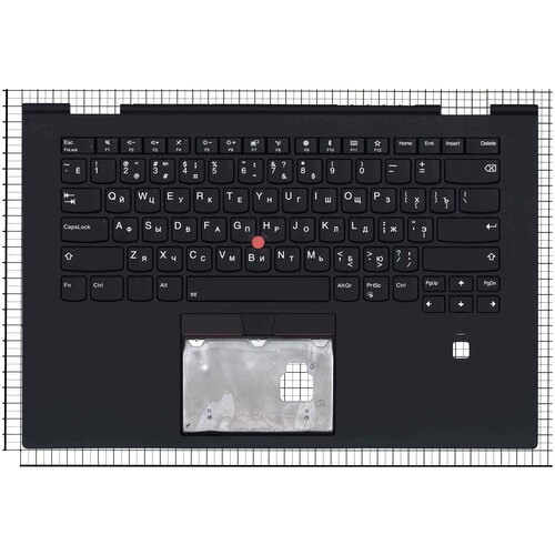 Клавиатура (топ-панель) для ноутбука Lenovo ThinkPad X1 Yoga 3th Gen черная с черным топкейсом