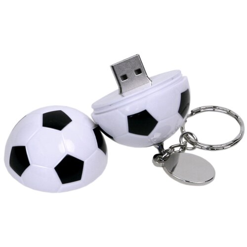 Пластиковая флешка для нанесения логотипа в виде футбольного мяча (4 Гб / GB USB 2.0 Белый/White Football Flash drive)