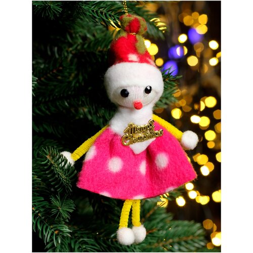 Рождественское украшение (Снеговик) Розовый