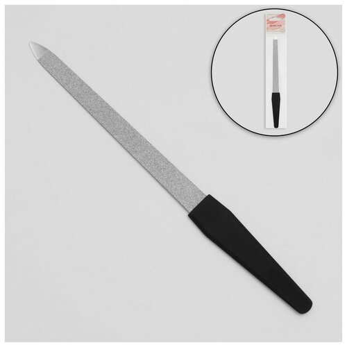 Пилка металлическая для ногтей, прорезиненная ручка, 17 см, цвет серебристый/чёрный