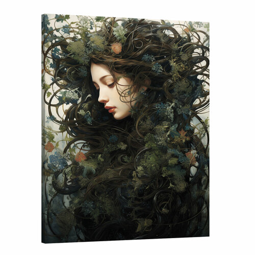 Интерьерная картина 50х70 "Девушка, которая растет среди цветов"