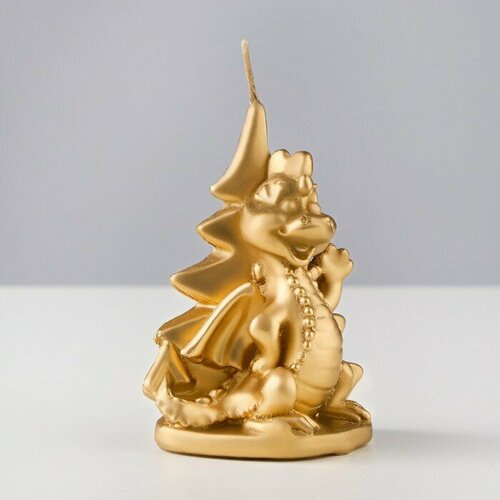 Свеча фигурная "Дракон у ёлки", 6х4,5х9 см, золото 9669126