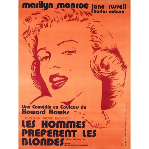 Плакат, постер на холсте Джентльмены предпочитают блондинок (Gentlemen Prefer Blondes, 1953г). Размер 42 х 60 см