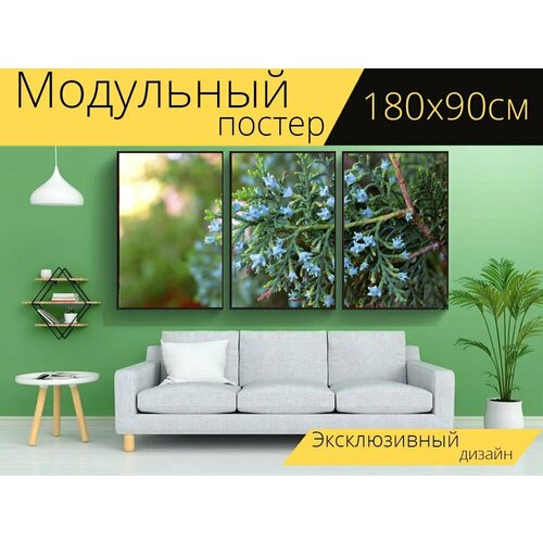 Модульный постер "Зеленый куст, куст, зеленый" 180 x 90 см. для интерьера